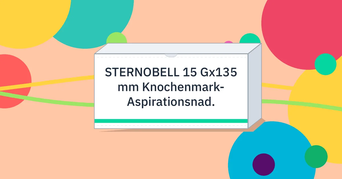 Symbolbild: Packung mit der Aufschrift STERNOBELL 15 Gx135 mm Knochenmark-Aspirationsnad. (PZN 13753758) – Verfügbarkeit und Bezug in Apotheken in Frankfurt am Main