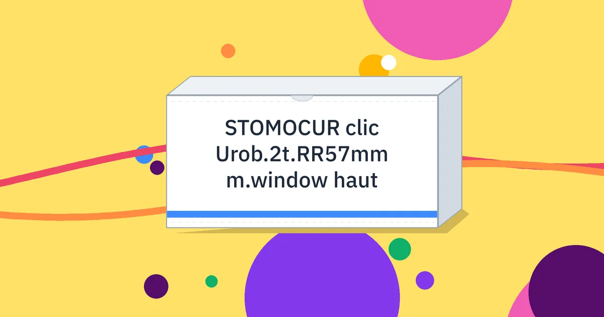 Symbolbild: Packung mit der Aufschrift STOMOCUR clic Urob.2t.RR57mm m.window haut (PZN 13866669) – Verfügbarkeit und Bezug in Apotheken in Frankfurt am Main
