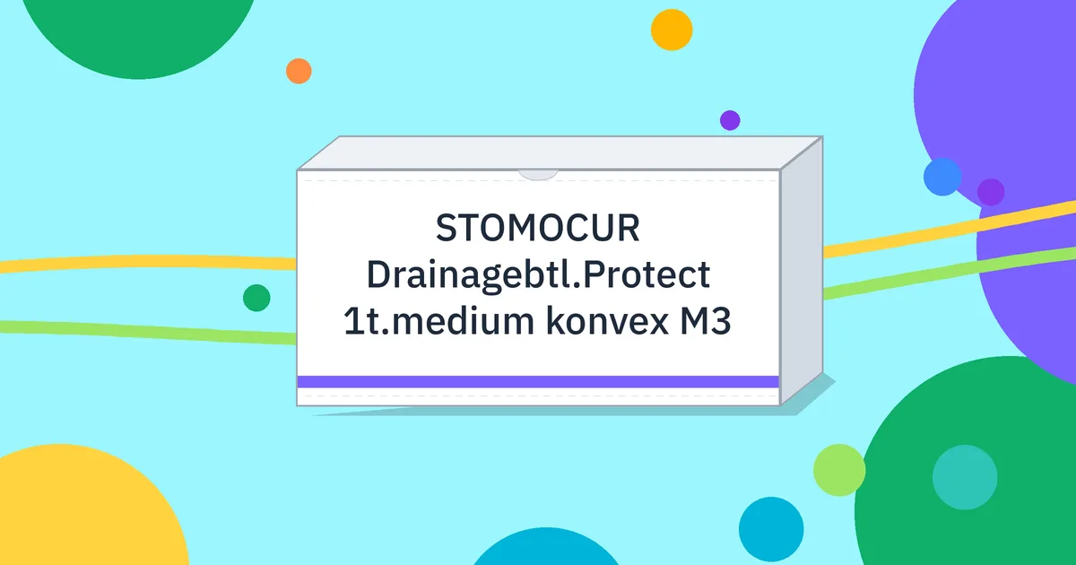 Symbolbild: Packung mit der Aufschrift STOMOCUR Drainagebtl.Protect 1t.medium konvex M3 (PZN 17550549) – Verfügbarkeit und Bezug in Apotheken in Frankfurt am Main
