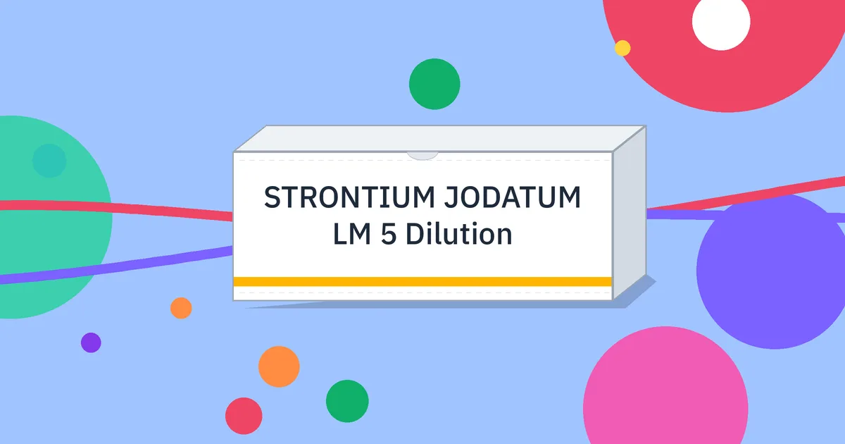 Symbolbild: Packung mit der Aufschrift STRONTIUM JODATUM LM 5 Dilution (PZN 13203905) – Verfügbarkeit und Bezug in Apotheken in Frankfurt am Main