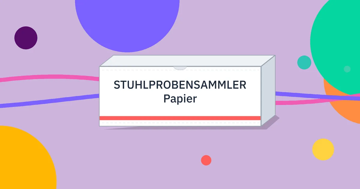 Symbolbild: Packung mit der Aufschrift STUHLPROBENSAMMLER Papier (PZN 10400781) – Verfügbarkeit und Bezug in Apotheken in Frankfurt am Main