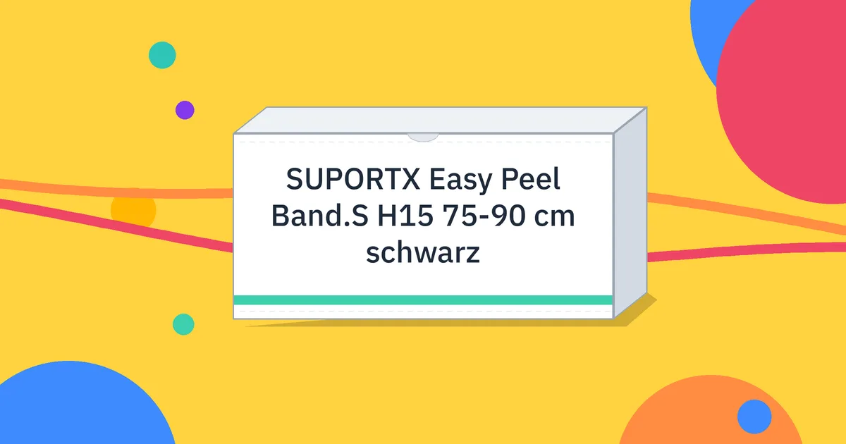 Symbolbild: Packung mit der Aufschrift SUPORTX Easy Peel Band.S H15 75-90 cm schwarz (PZN 09486435) – Verfügbarkeit und Bezug in Apotheken in Frankfurt am Main