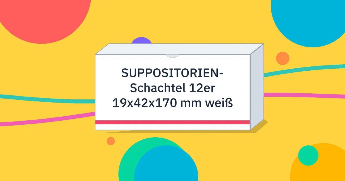 Symbolbild: Packung mit der Aufschrift SUPPOSITORIEN-Schachtel 12er 19x42x170 mm weiß (PZN 18014652) – Verfügbarkeit und Bezug in Apotheken in Frankfurt am Main