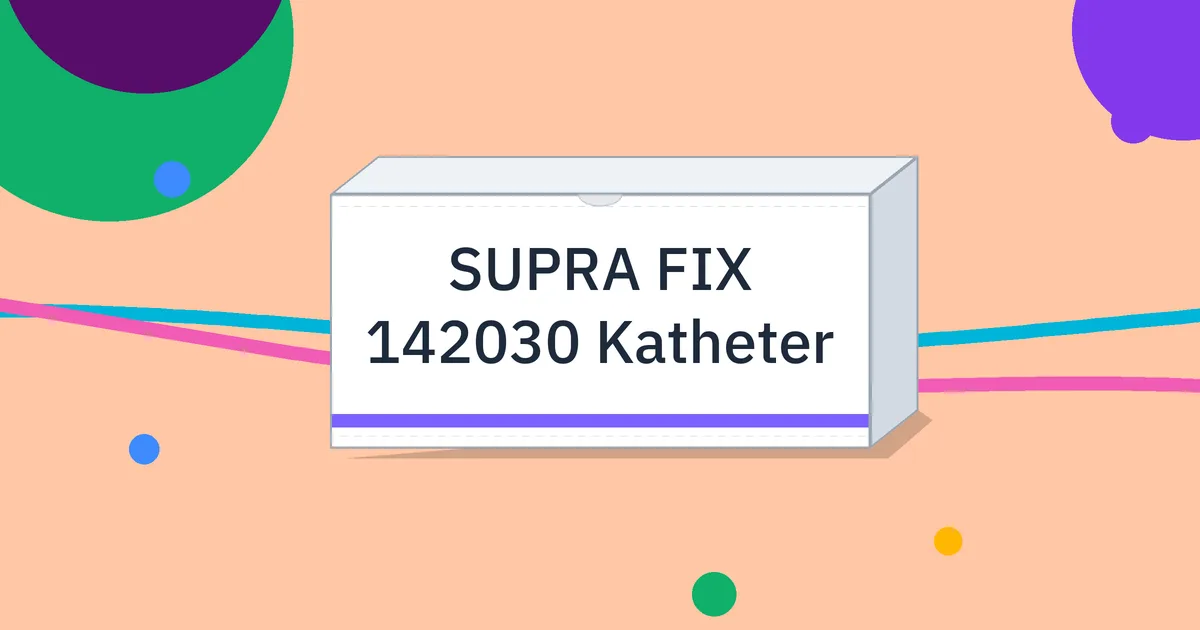 Symbolbild: Packung mit der Aufschrift SUPRA FIX 142030 Katheter (PZN 06679197) – Verfügbarkeit und Bezug in Apotheken in Frankfurt am Main
