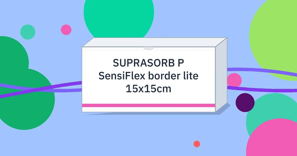 Symbolbild: Packung mit der Aufschrift SUPRASORB P SensiFlex border lite 15x15cm (PZN 20223334) – Verfügbarkeit und Bezug in Apotheken in Frankfurt am Main
