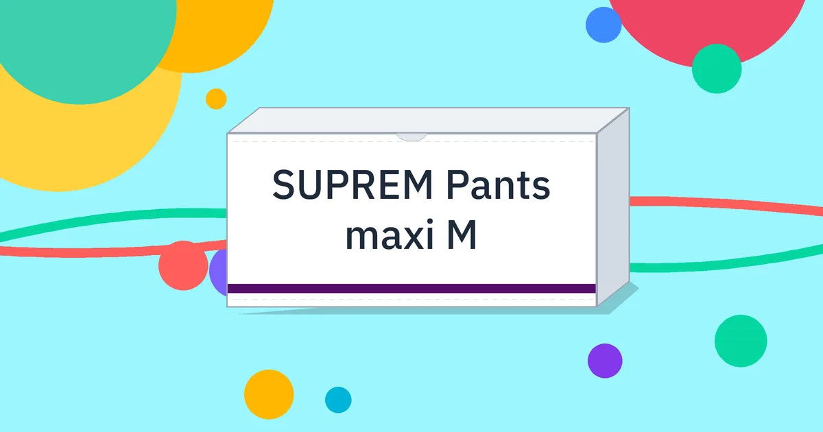 Symbolbild: Packung mit der Aufschrift SUPREM Pants maxi M (PZN 08836330) – Verfügbarkeit und Bezug in Apotheken in Frankfurt am Main