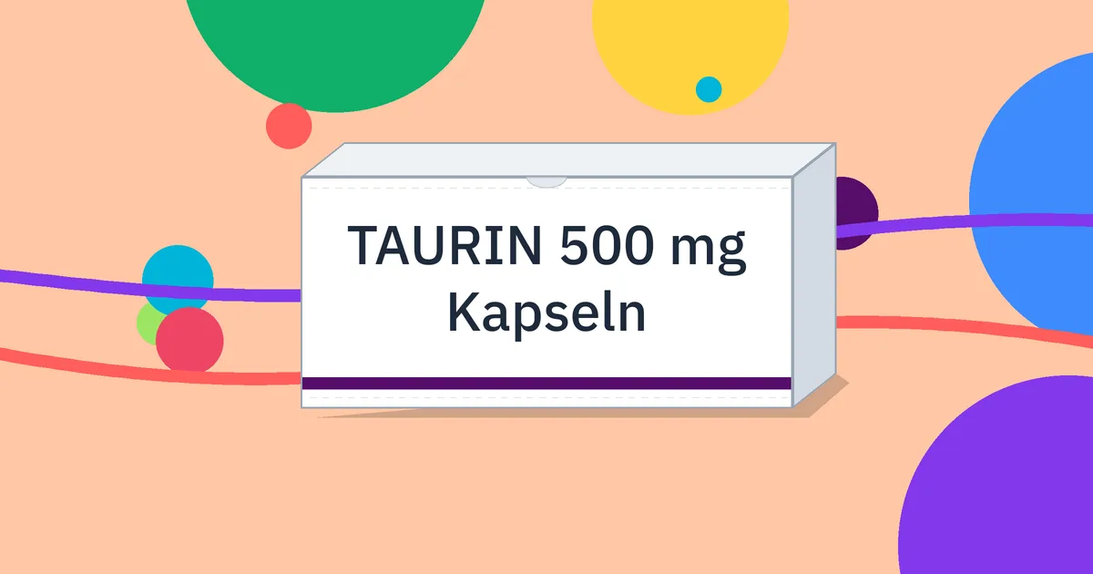 Symbolbild: Packung mit der Aufschrift TAURIN 500 mg Kapseln (PZN 09238281) – Verfügbarkeit und Bezug in Apotheken in Frankfurt am Main