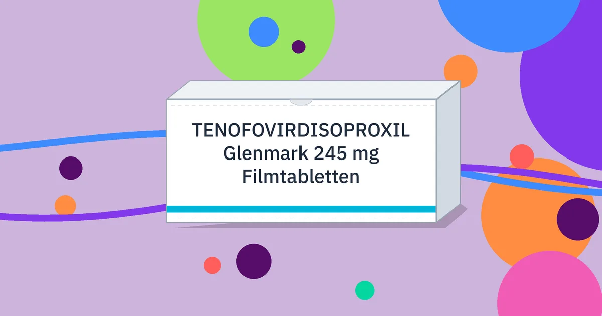 Symbolbild: Packung mit der Aufschrift TENOFOVIRDISOPROXIL Glenmark 245 mg Filmtabletten (PZN 12638920) – Verfügbarkeit und Bezug in Apotheken in Frankfurt am Main
