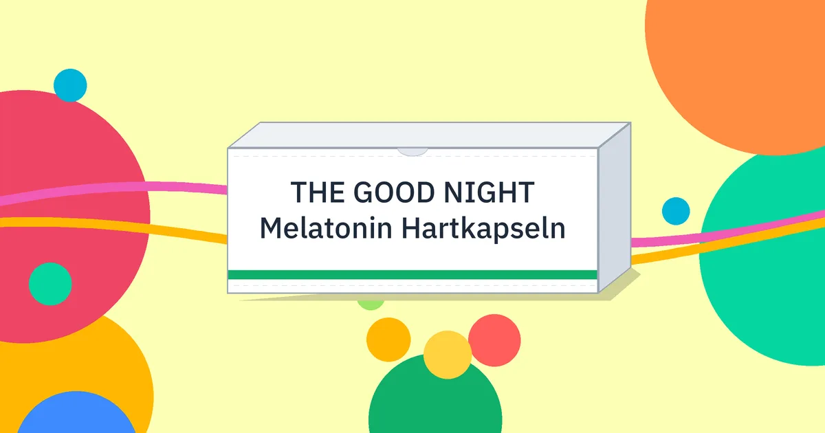Symbolbild: Packung mit der Aufschrift THE GOOD NIGHT Melatonin Hartkapseln (PZN 19669125) – Verfügbarkeit und Bezug in Apotheken in Frankfurt am Main