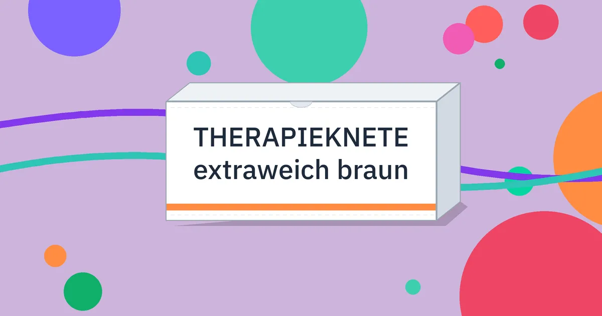 Symbolbild: Packung mit der Aufschrift THERAPIEKNETE extraweich braun (PZN 15658768) – Verfügbarkeit und Bezug in Apotheken in Frankfurt am Main
