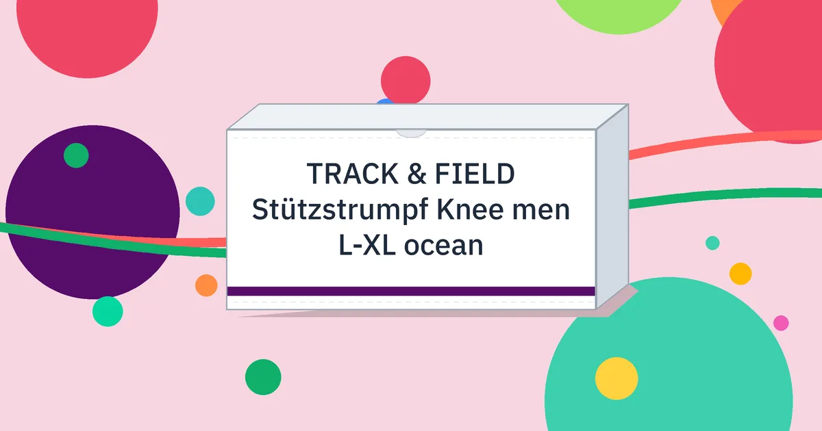 Symbolbild: Packung mit der Aufschrift TRACK & FIELD Stützstrumpf Knee men L-XL ocean (PZN 20524389) – Verfügbarkeit und Bezug in Apotheken in Frankfurt am Main