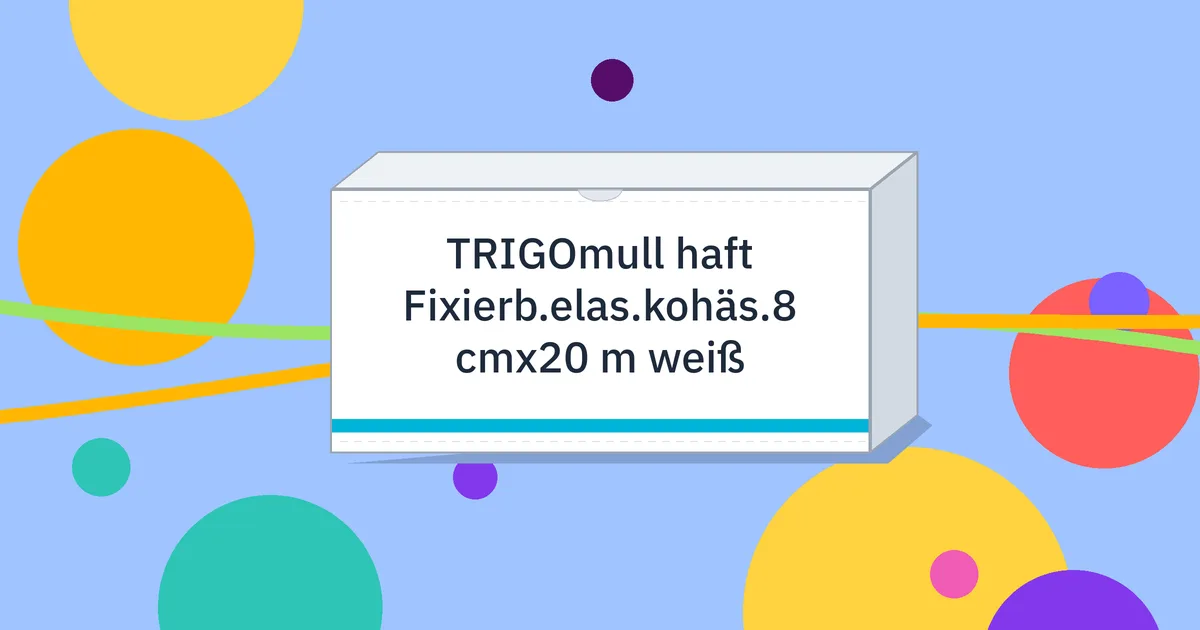 Symbolbild: Packung mit der Aufschrift TRIGOmull haft Fixierb.elas.kohäs.8 cmx20 m weiß (PZN 20342665) – Verfügbarkeit und Bezug in Apotheken in Frankfurt am Main
