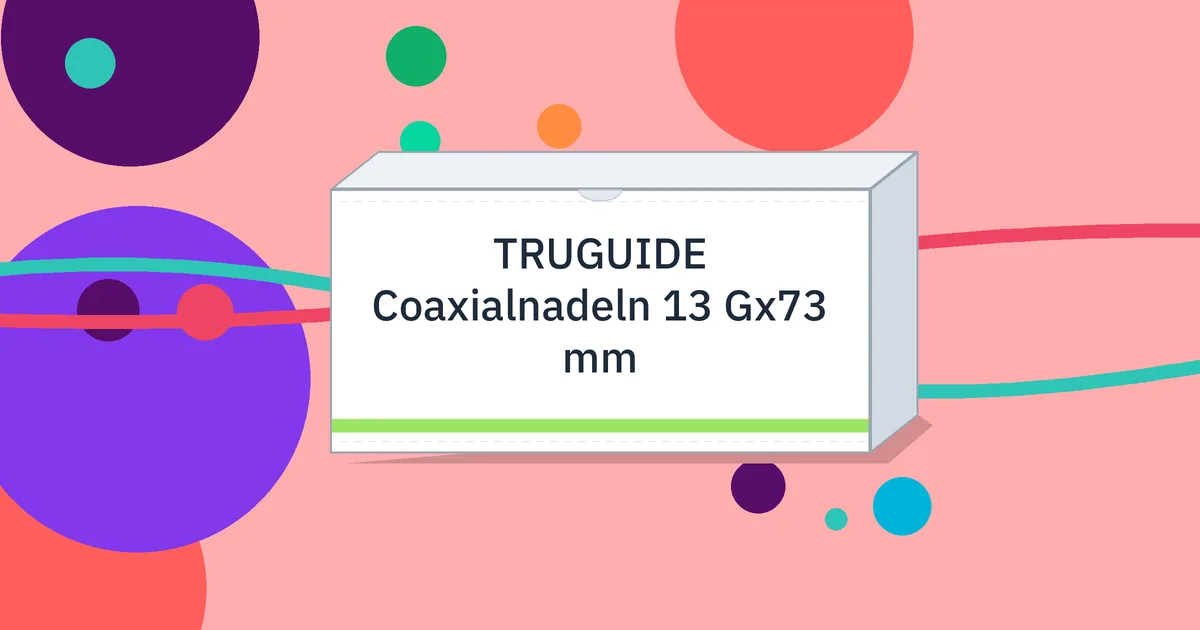 Symbolbild: Packung mit der Aufschrift TRUGUIDE Coaxialnadeln 13 Gx73 mm (PZN 03406062) – Verfügbarkeit und Bezug in Apotheken in Frankfurt am Main