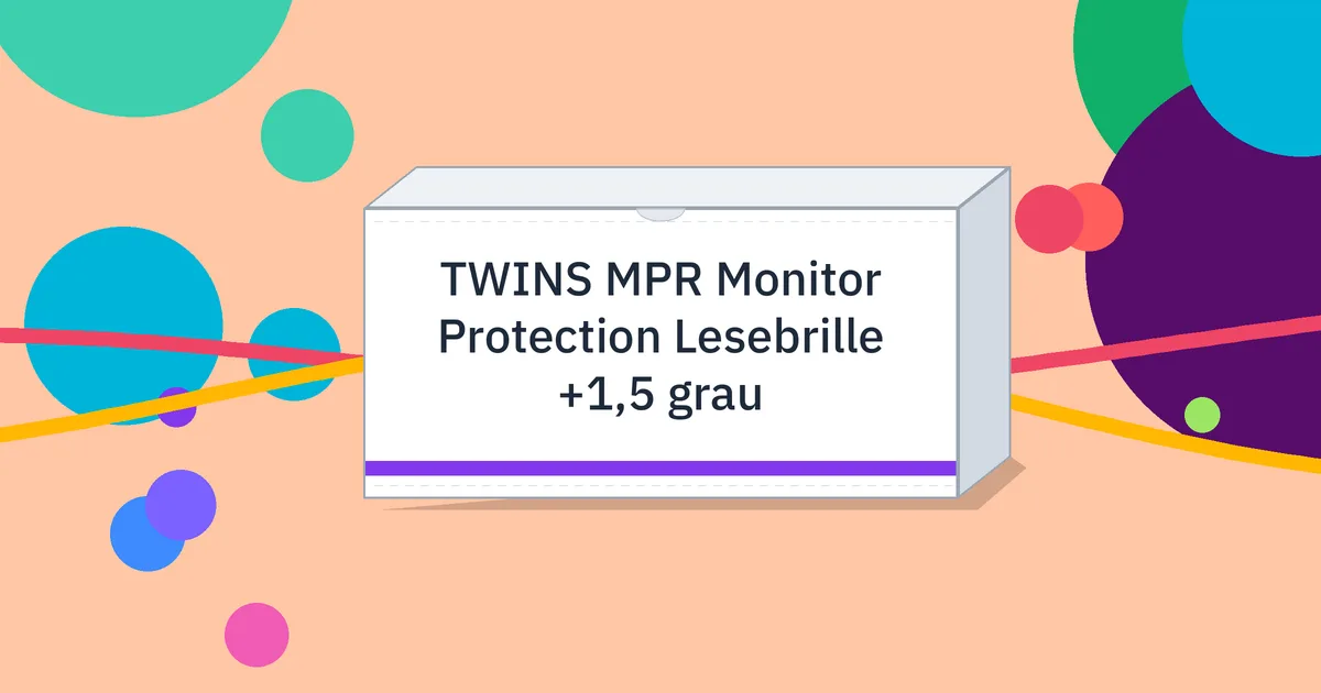 Symbolbild: Packung mit der Aufschrift TWINS MPR Monitor Protection Lesebrille +1,5 grau (PZN 13344422) – Verfügbarkeit und Bezug in Apotheken in Frankfurt am Main