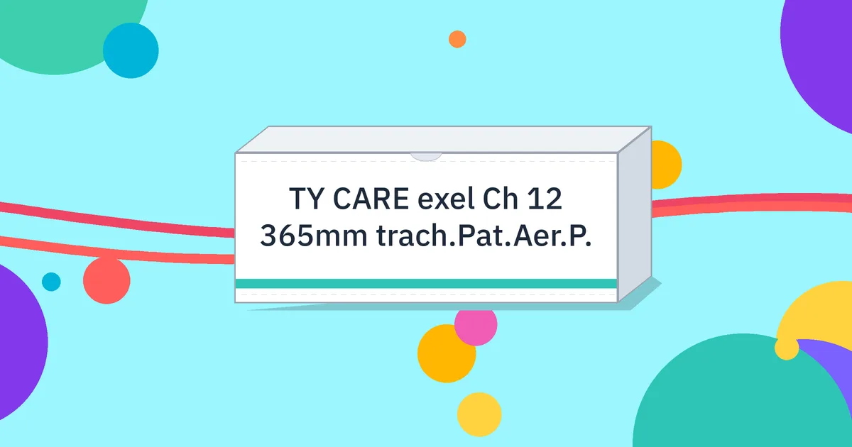 Symbolbild: Packung mit der Aufschrift TY CARE exel Ch 12 365mm trach.Pat.Aer.P. (PZN 00816345) – Verfügbarkeit und Bezug in Apotheken in Frankfurt am Main