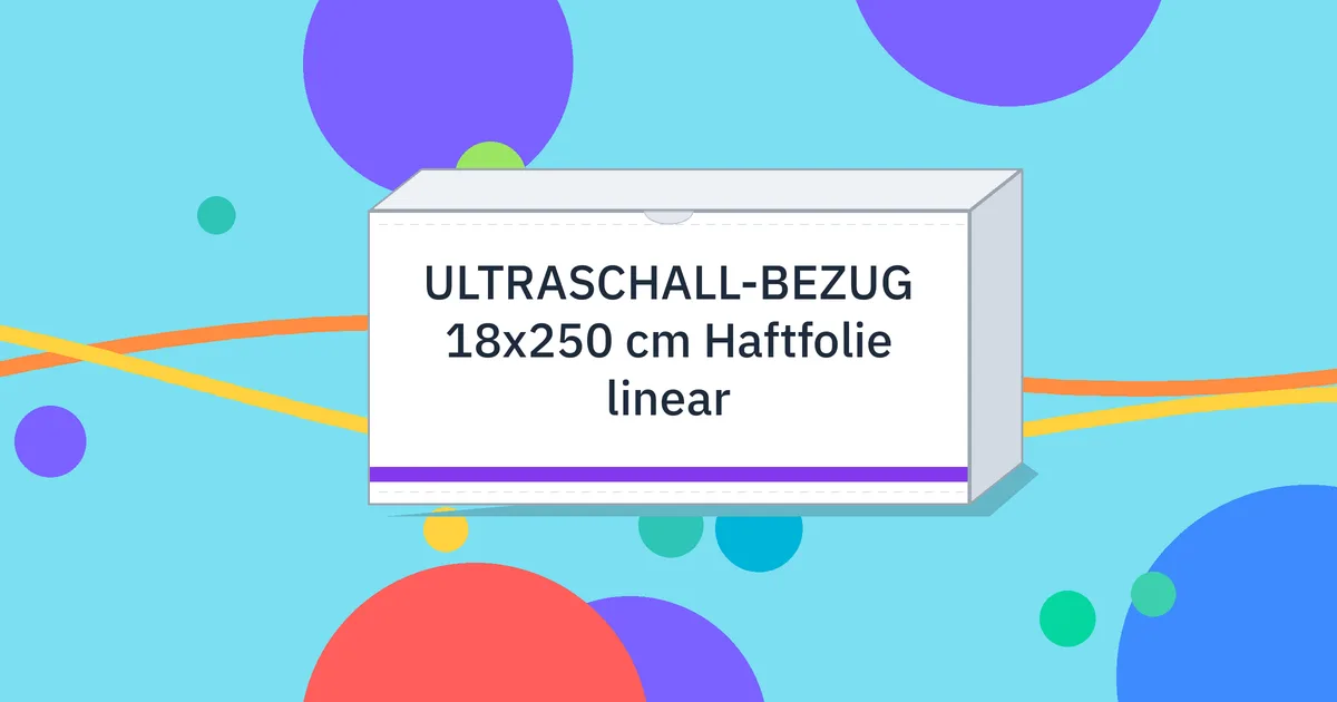 Symbolbild: Packung mit der Aufschrift ULTRASCHALL-BEZUG 18x250 cm Haftfolie linear (PZN 07599477) – Verfügbarkeit und Bezug in Apotheken in Frankfurt am Main