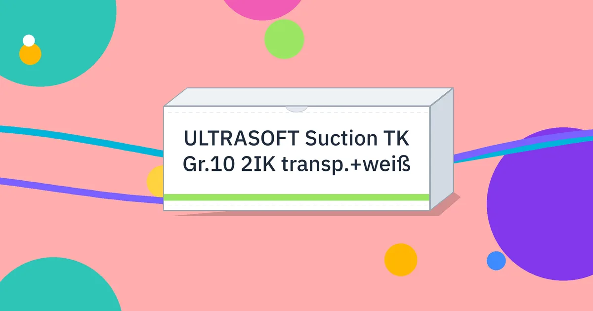 Symbolbild: Packung mit der Aufschrift ULTRASOFT Suction TK Gr.10 2IK transp.+weiß (PZN 10731578) – Verfügbarkeit und Bezug in Apotheken in Frankfurt am Main