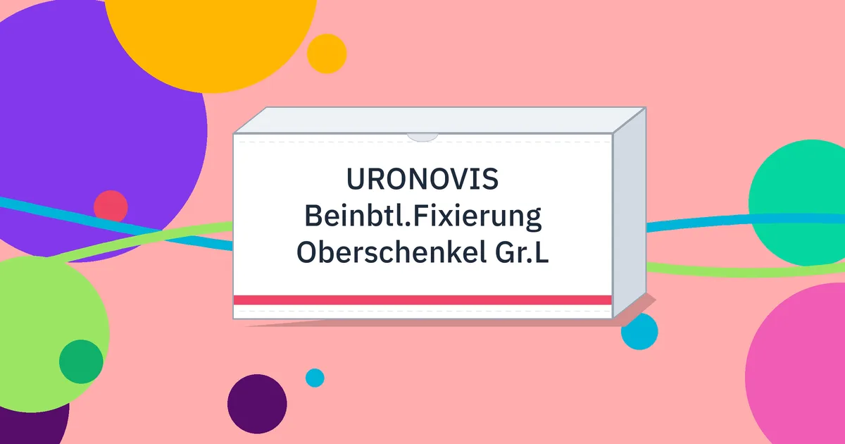 Symbolbild: Packung mit der Aufschrift URONOVIS Beinbtl.Fixierung Oberschenkel Gr.L (PZN 12353407) – Verfügbarkeit und Bezug in Apotheken in Frankfurt am Main