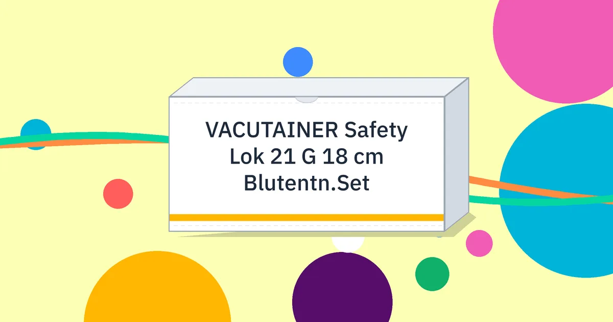 Symbolbild: Packung mit der Aufschrift VACUTAINER Safety Lok 21 G 18 cm Blutentn.Set (PZN 06411715) – Verfügbarkeit und Bezug in Apotheken in Frankfurt am Main