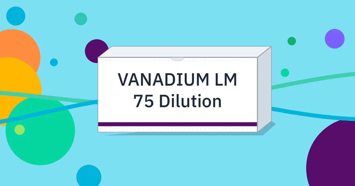 Symbolbild: Packung mit der Aufschrift VANADIUM LM 75 Dilution (PZN 13263103) – Verfügbarkeit und Bezug in Apotheken in Frankfurt am Main