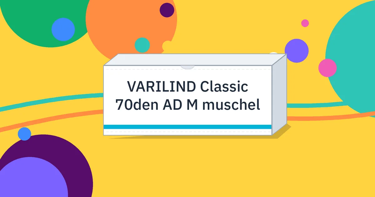 Symbolbild: Packung mit der Aufschrift VARILIND Classic 70den AD M muschel (PZN 09521485) – Verfügbarkeit und Bezug in Apotheken in Frankfurt am Main