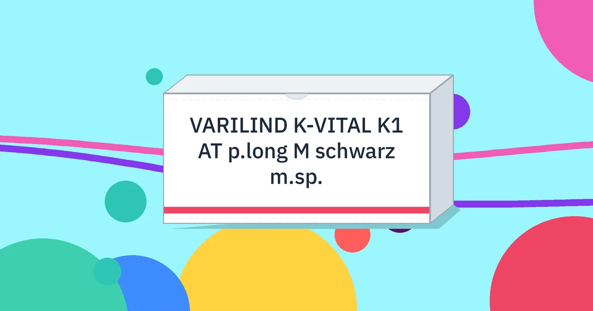 Symbolbild: Packung mit der Aufschrift VARILIND K-VITAL K1 AT p.long M schwarz m.sp. (PZN 20560474) – Verfügbarkeit und Bezug in Apotheken in Frankfurt am Main