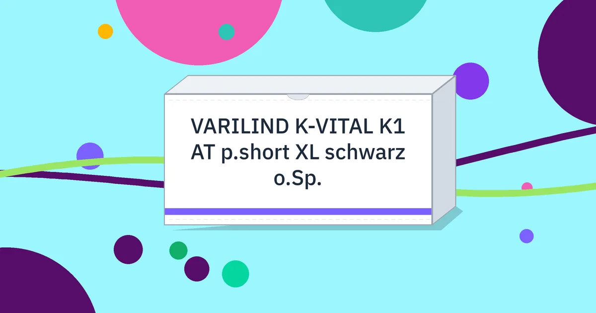 Symbolbild: Packung mit der Aufschrift VARILIND K-VITAL K1 AT p.short XL schwarz o.Sp. (PZN 20560617) – Verfügbarkeit und Bezug in Apotheken in Frankfurt am Main