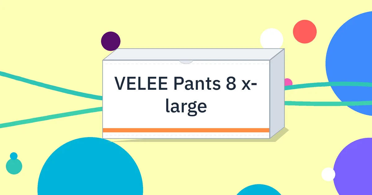 Symbolbild: Packung mit der Aufschrift VELEE Pants 8 x-large (PZN 20340413) – Verfügbarkeit und Bezug in Apotheken in Frankfurt am Main