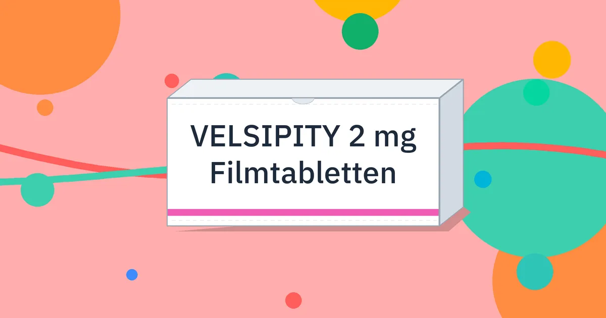 Symbolbild: Packung mit der Aufschrift VELSIPITY 2 mg Filmtabletten (PZN 20009345) – Verfügbarkeit und Bezug in Apotheken in Frankfurt am Main