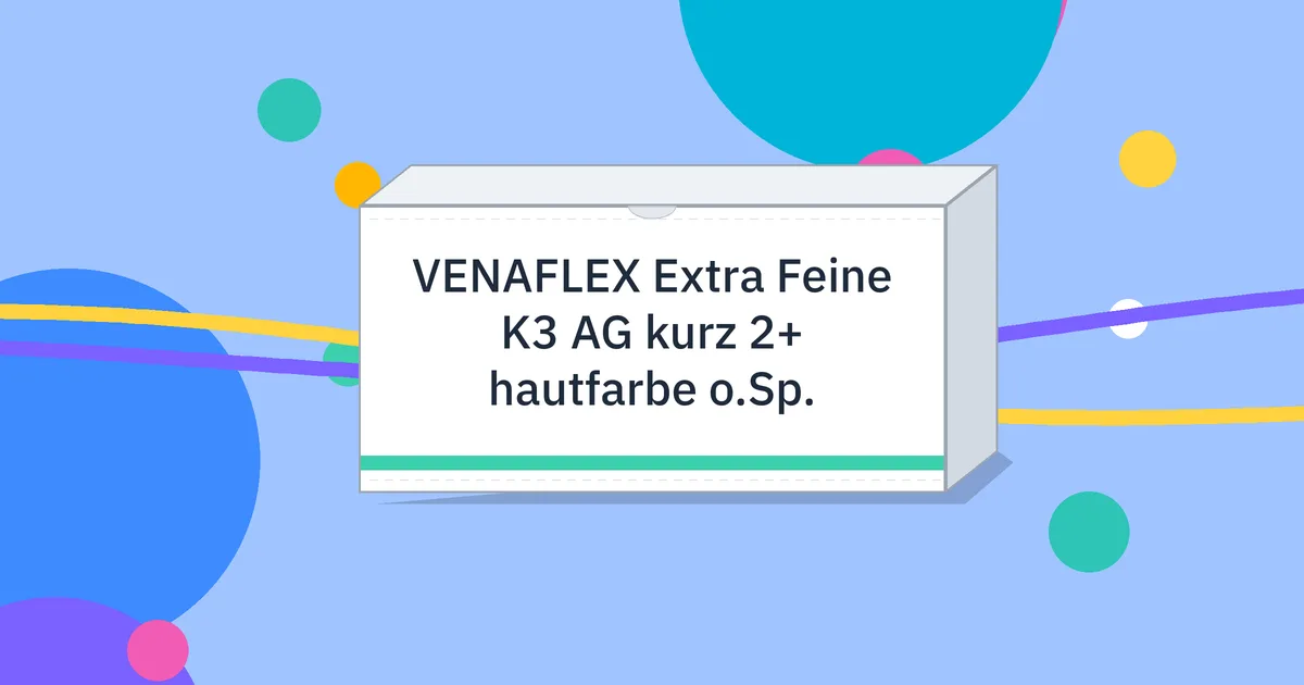 Symbolbild: Packung mit der Aufschrift VENAFLEX Extra Feine K3 AG kurz 2+ hautfarbe o.Sp. (PZN 18308394) – Verfügbarkeit und Bezug in Apotheken in Frankfurt am Main