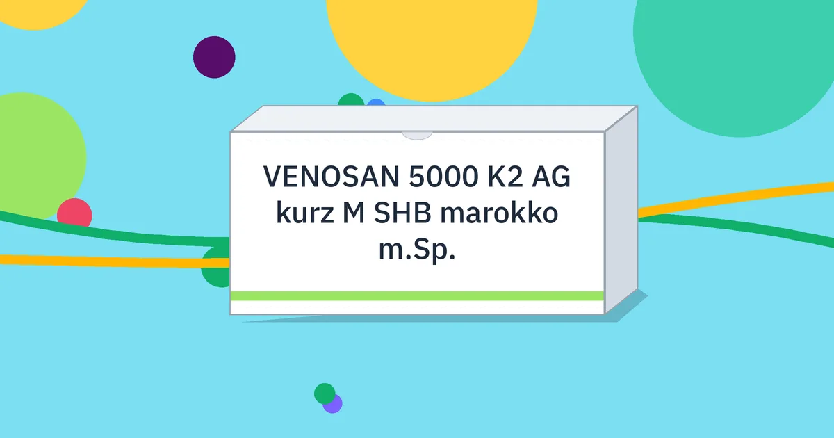 Symbolbild: Packung mit der Aufschrift VENOSAN 5000 K2 AG kurz M SHB marokko m.Sp. (PZN 14432140) – Verfügbarkeit und Bezug in Apotheken in Frankfurt am Main