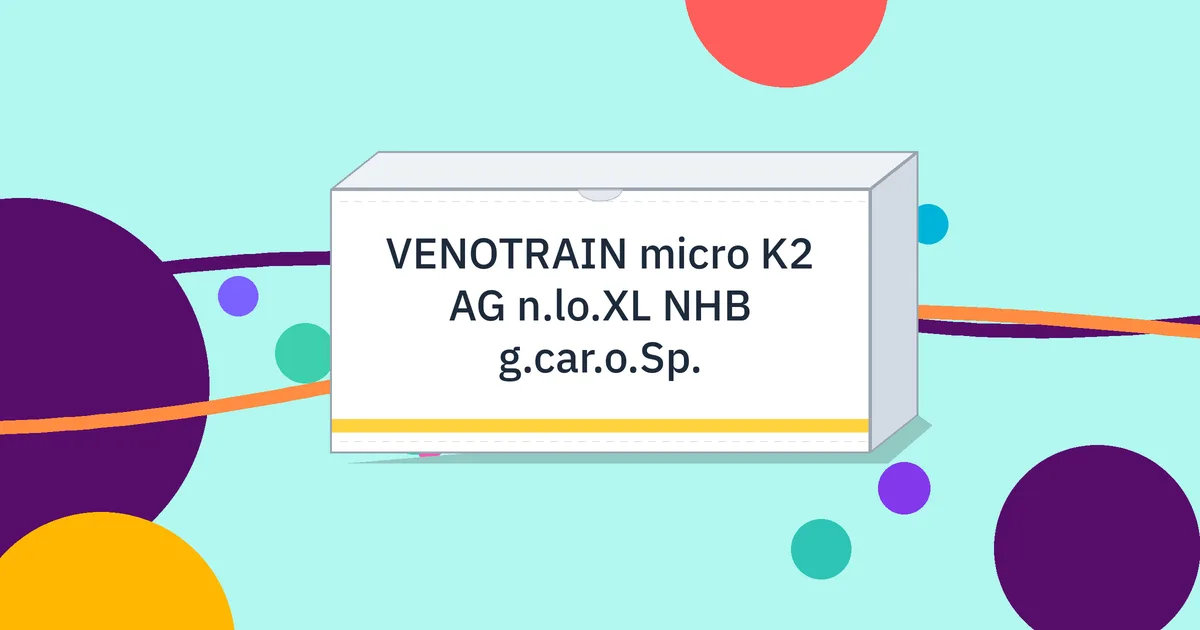 Symbolbild: Packung mit der Aufschrift VENOTRAIN micro K2 AG n.lo.XL NHB g.car.o.Sp. (PZN 05999586) – Verfügbarkeit und Bezug in Apotheken in Frankfurt am Main