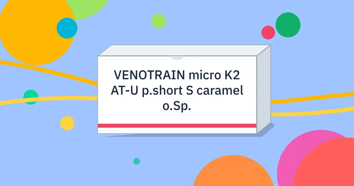 Symbolbild: Packung mit der Aufschrift VENOTRAIN micro K2 AT-U p.short S caramel o.Sp. (PZN 02394693) – Verfügbarkeit und Bezug in Apotheken in Frankfurt am Main