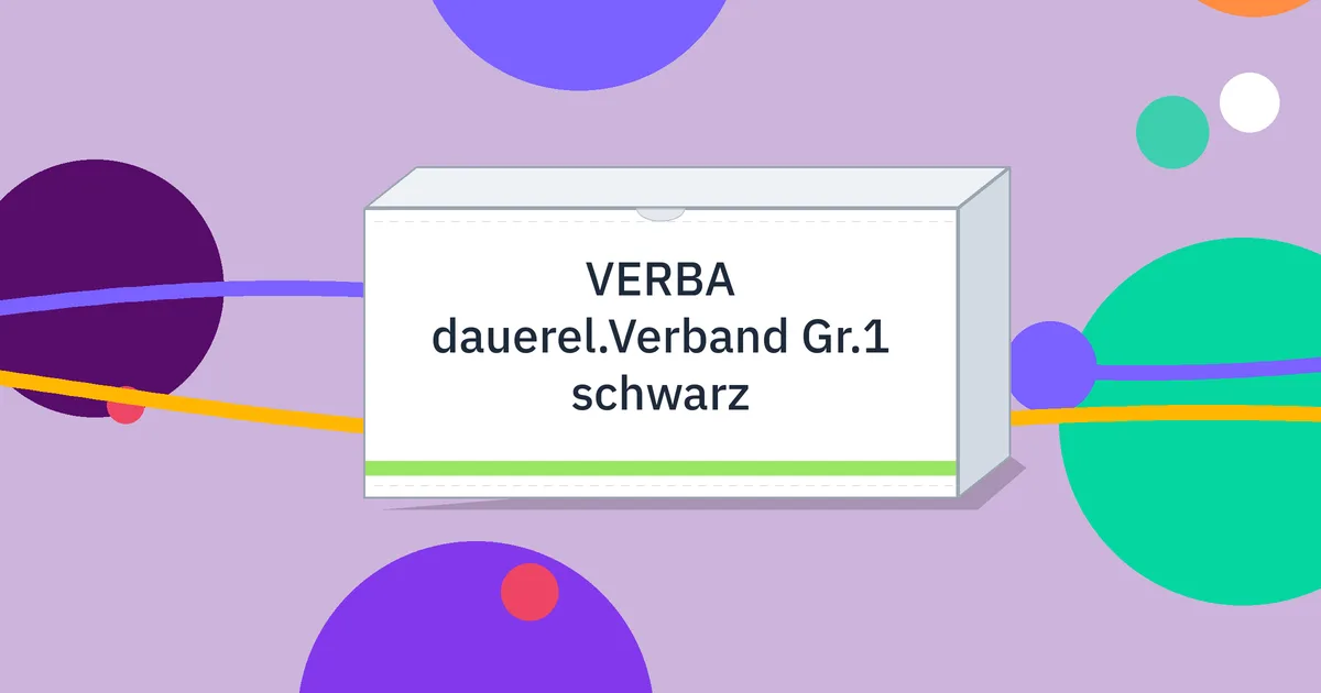 Symbolbild: Packung mit der Aufschrift VERBA dauerel.Verband Gr.1 schwarz (PZN 01981690) – Verfügbarkeit und Bezug in Apotheken in Frankfurt am Main