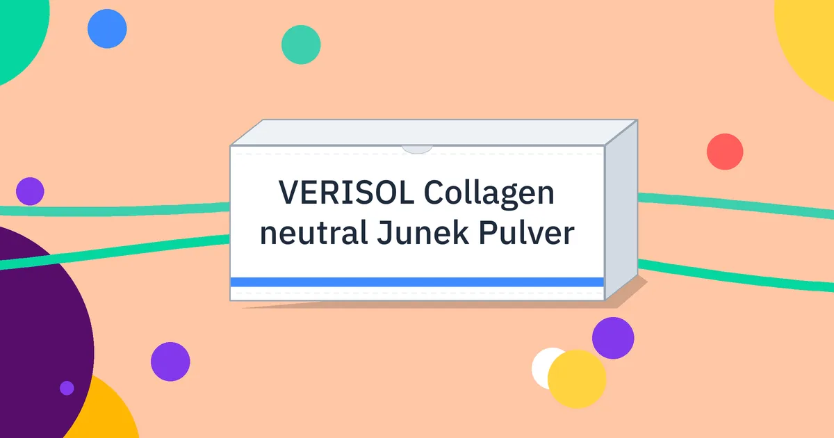 Symbolbild: Packung mit der Aufschrift VERISOL Collagen neutral Junek Pulver (PZN 20807822) – Verfügbarkeit und Bezug in Apotheken in Frankfurt am Main