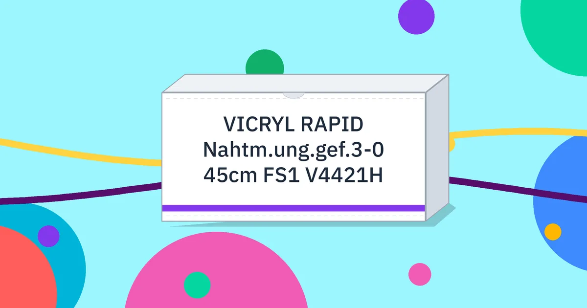 Symbolbild: Packung mit der Aufschrift VICRYL RAPID Nahtm.ung.gef.3-0 45cm FS1 V4421H (PZN 16798158) – Verfügbarkeit und Bezug in Apotheken in Frankfurt am Main