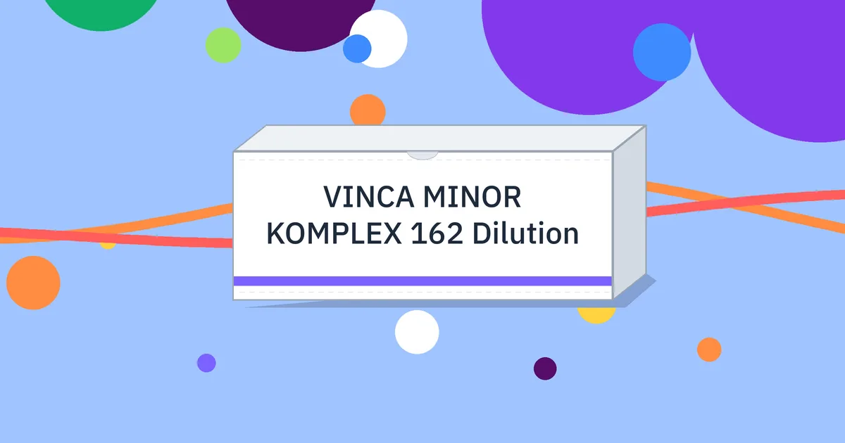 Symbolbild: Packung mit der Aufschrift VINCA MINOR KOMPLEX 162 Dilution (PZN 01013022) – Verfügbarkeit und Bezug in Apotheken in Frankfurt am Main