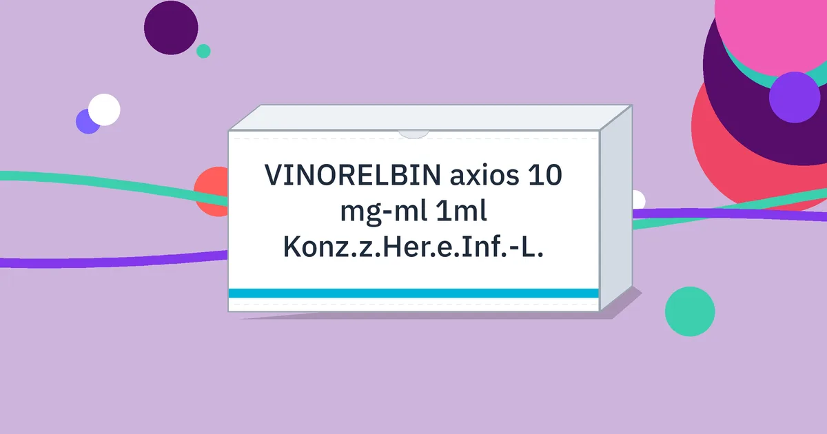 Symbolbild: Packung mit der Aufschrift VINORELBIN axios 10 mg-ml 1ml Konz.z.Her.e.Inf.-L. (PZN 10837584) – Verfügbarkeit und Bezug in Apotheken in Frankfurt am Main