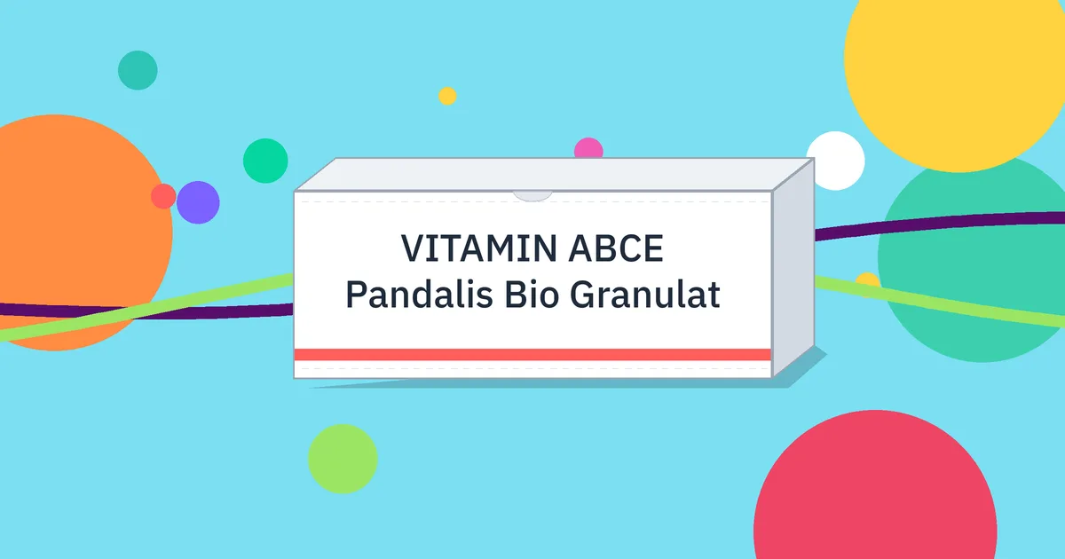 Symbolbild: Packung mit der Aufschrift VITAMIN ABCE Pandalis Bio Granulat (PZN 12504390) – Verfügbarkeit und Bezug in Apotheken in Frankfurt am Main