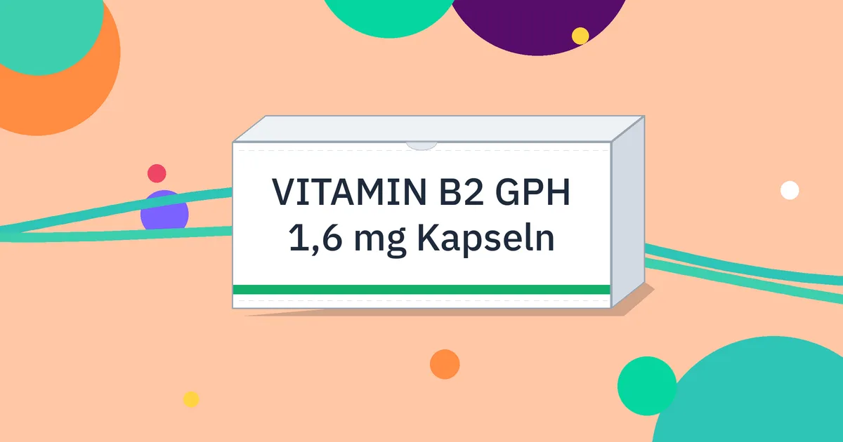 Symbolbild: Packung mit der Aufschrift VITAMIN B2 GPH 1,6 mg Kapseln (PZN 03379483) – Verfügbarkeit und Bezug in Apotheken in Frankfurt am Main