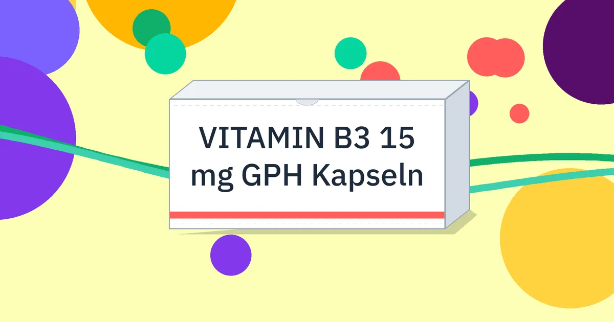 Symbolbild: Packung mit der Aufschrift VITAMIN B3 15 mg GPH Kapseln (PZN 00129461) – Verfügbarkeit und Bezug in Apotheken in Frankfurt am Main