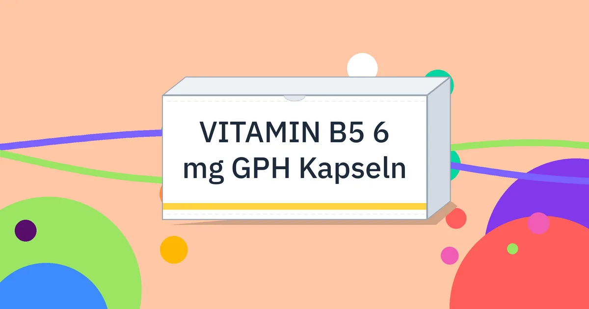 Symbolbild: Packung mit der Aufschrift VITAMIN B5 6 mg GPH Kapseln (PZN 09323319) – Verfügbarkeit und Bezug in Apotheken in Frankfurt am Main
