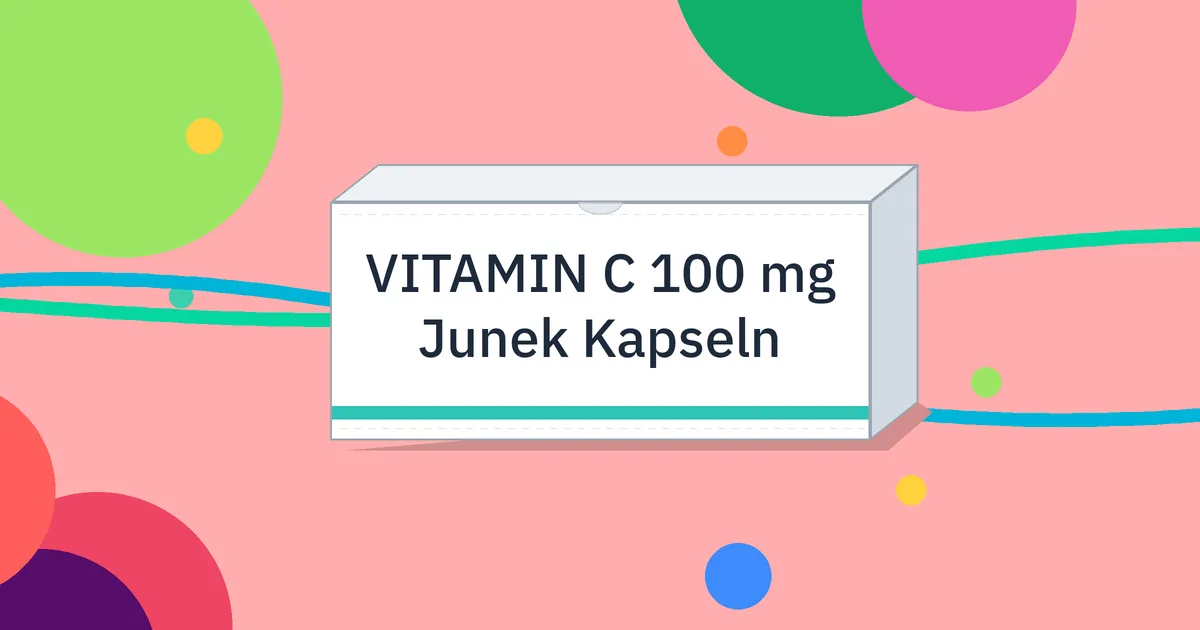 Symbolbild: Packung mit der Aufschrift VITAMIN C 100 mg Junek Kapseln (PZN 00136805) – Verfügbarkeit und Bezug in Apotheken in Frankfurt am Main
