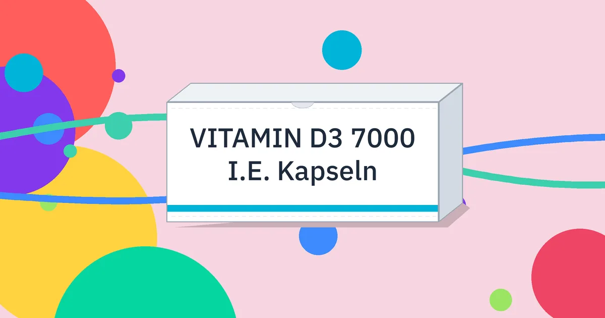 Symbolbild: Packung mit der Aufschrift VITAMIN D3 7000 I.E. Kapseln (PZN 16757260) – Verfügbarkeit und Bezug in Apotheken in Frankfurt am Main