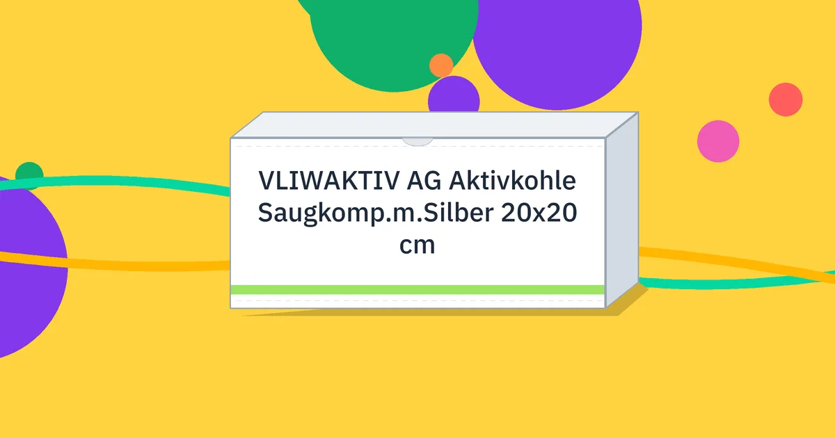 Symbolbild: Packung mit der Aufschrift VLIWAKTIV AG Aktivkohle Saugkomp.m.Silber 20x20 cm (PZN 20207269) – Verfügbarkeit und Bezug in Apotheken in Frankfurt am Main