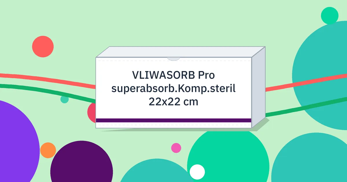 Symbolbild: Packung mit der Aufschrift VLIWASORB Pro superabsorb.Komp.steril 22x22 cm (PZN 20231523) – Verfügbarkeit und Bezug in Apotheken in Frankfurt am Main