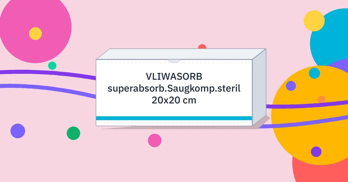 Symbolbild: Packung mit der Aufschrift VLIWASORB superabsorb.Saugkomp.steril 20x20 cm (PZN 07264624) – Verfügbarkeit und Bezug in Apotheken in Frankfurt am Main