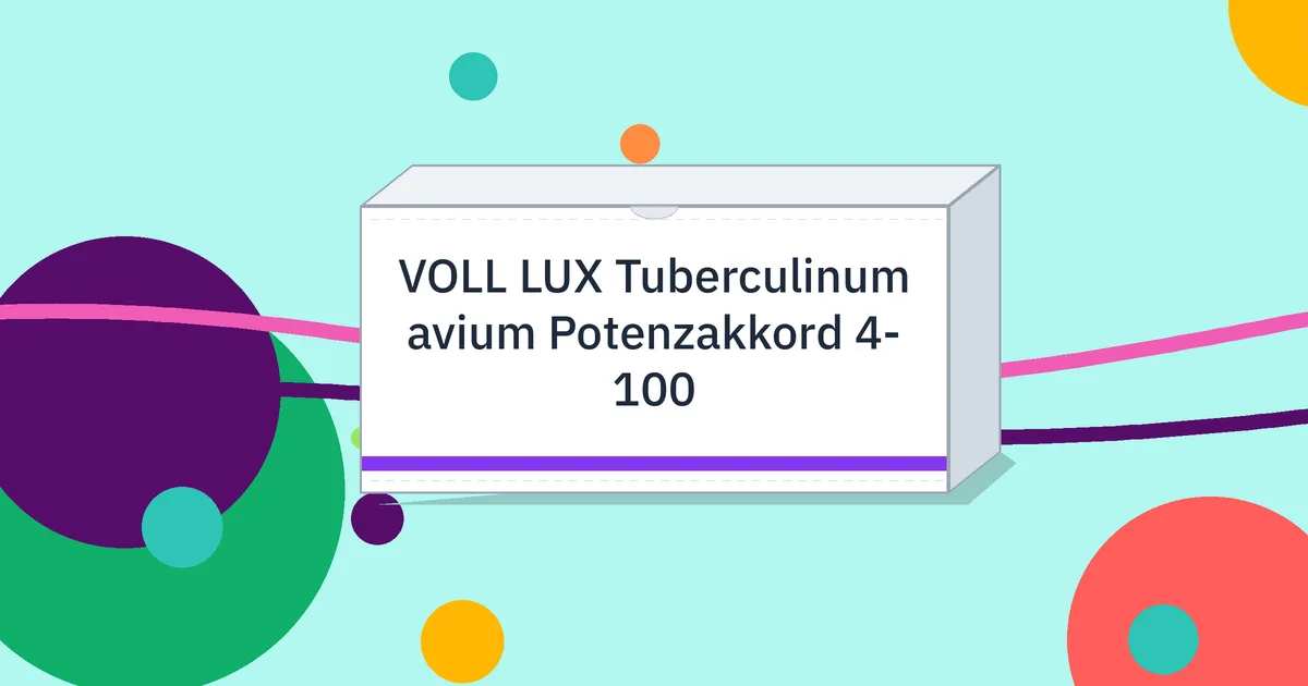 Symbolbild: Packung mit der Aufschrift VOLL LUX Tuberculinum avium Potenzakkord 4-100 (PZN 12390940) – Verfügbarkeit und Bezug in Apotheken in Frankfurt am Main