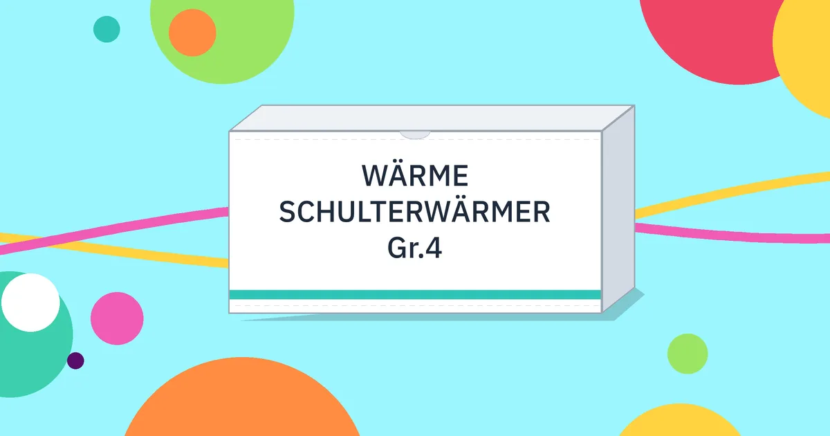 Symbolbild: Packung mit der Aufschrift WÄRME SCHULTERWÄRMER Gr.4 (PZN 02446378) – Verfügbarkeit und Bezug in Apotheken in Frankfurt am Main