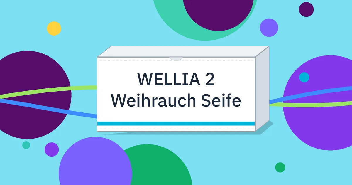Symbolbild: Packung mit der Aufschrift WELLIA 2 Weihrauch Seife (PZN 19233652) – Verfügbarkeit und Bezug in Apotheken in Frankfurt am Main